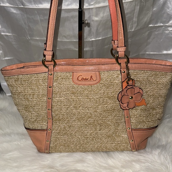 Coach | Bags | Coach Alexandra Wicker And Python Leather Studded Tote ...